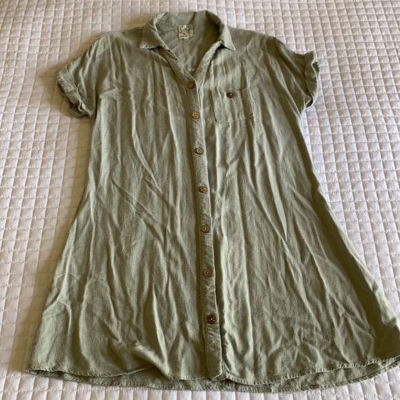 naïf | Dresses | Linen Sage Green Button Up Dress | Poshmark